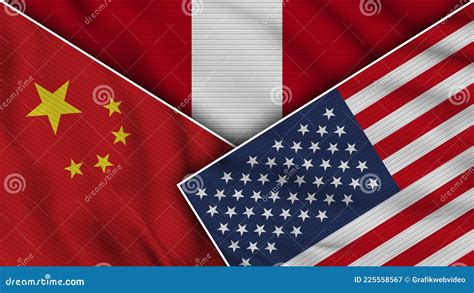 秘鲁美国中国国旗与织物纹理效果插图 库存例证 插画 包括有 亚马逊 标志 政府 爱国心 一起 225558567