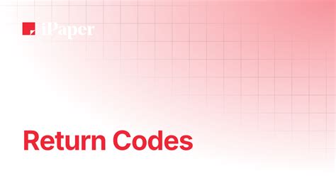 Return Codes Ipaper Technical Documentation