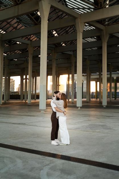 Free Photo Adorable Lesbian Couple Kissing Outdoors