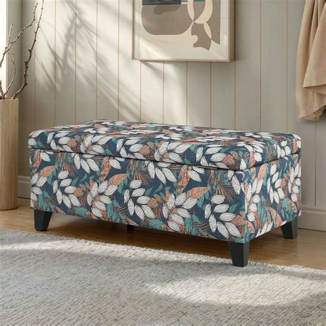 Decopom Charming Upholstered Storage Ottoman With Soft Pressure Hinges