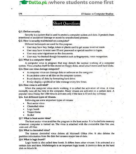 SOLUTION 1st Year Computer Chapter 6 Short Questions And Answers