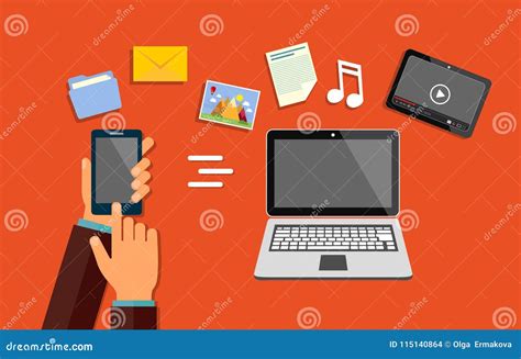 The Transfer Of Data The Hand With The Phone Send Documents From Your