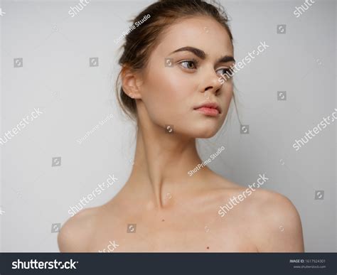 Naked Shoulders Clean Skin Cropped View Stock Photo 1617924301