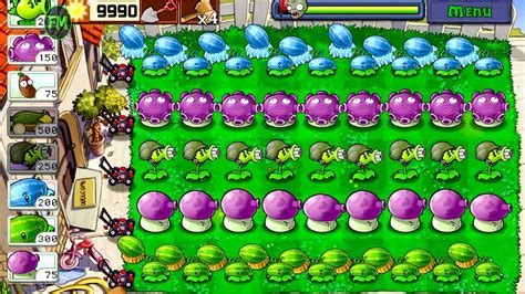 PLANTS VS ZOMBIES SURVIVAL DAY GATLING PEA GLOOM SHROOM MELON PULT VS
