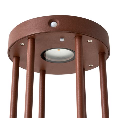 Lucande Evelis Led Solar Path Lamp Rust Coloured Aluminium Sensor