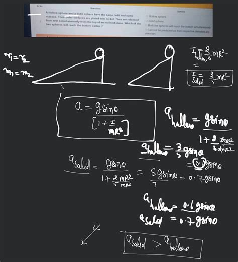 sr noquestionsa hollow sphere and a solid sphere have the same radii an