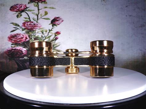 Tasco Miniature Opera Glasses 24k Gold Plated W Black Leather Accents