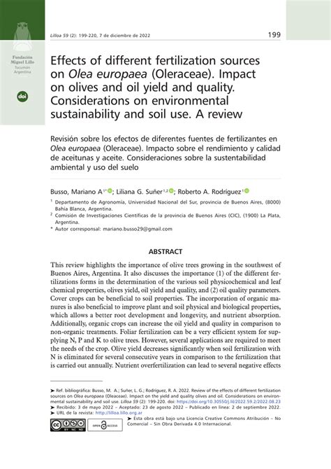 Pdf Effects Of Different Fertilization Sources On Olea Europaea
