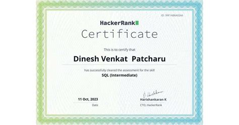 dinesh p on linkedin hackerrank skill certificate