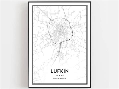Lufkin Map Print Lufkin Map Poster Wall Art Tx City Map Texas Print
