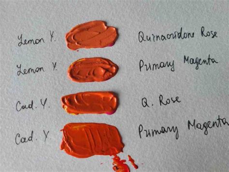 What Color Does Pink And Yellow Make Mixed Real Swatches Acrylic
