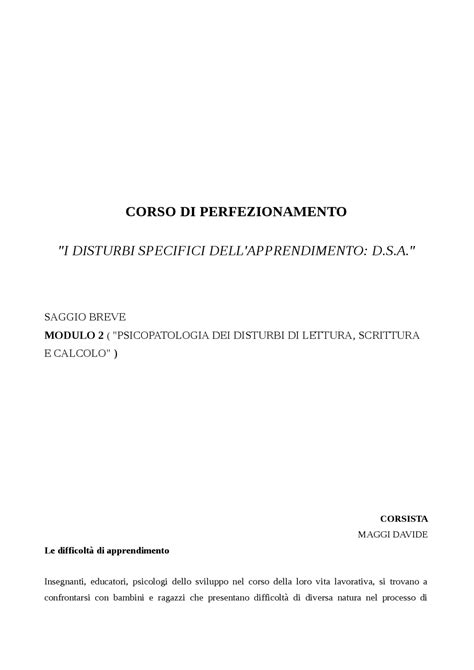 Dsa Psicopatologia Dei Disturbi Di Lettura Scrittura E Calcolo
