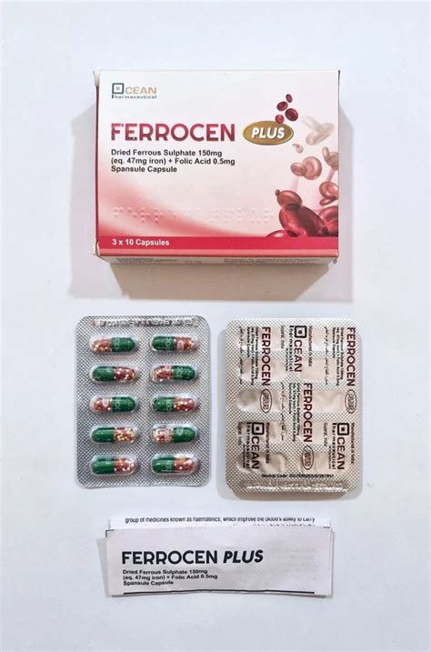 1505mg Ferrocen Plus Dried Ferrous Sulphate And Folic Acid Capsules At