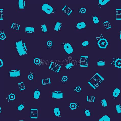 Set Computer Monitor Game Rating With Medal Mouse And Portable Video Game Console On Seamless