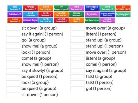 Instructions And Commands Match Up
