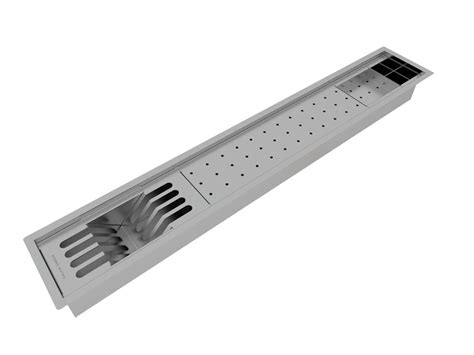 Kit Escorredor Sobrepor Calha Úmida Slim 4 Módulos 100cm Calha Úmida