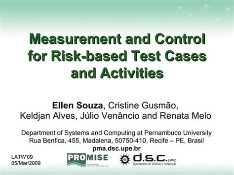 Measurement Control Risk Based Test Cases Activities Latw09 Ppt