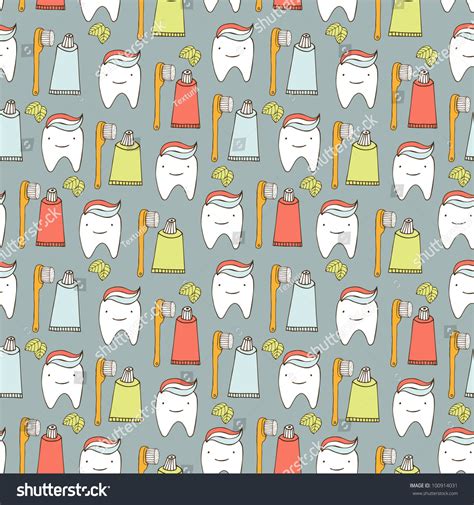 Teeth Seamless Pattern Stock Vector Illustration 100914031 Shutterstock