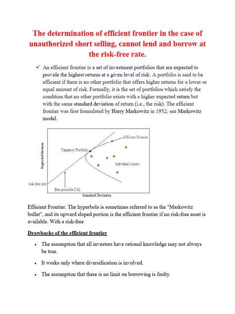 The Determination Of Efficient Frontier In The Case Of Unauthorized