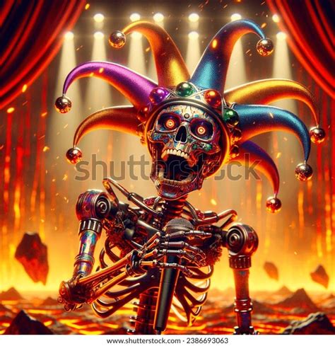 Robot Skeleton Wearing Court Jester Hat Ai Generated Image 2386693063