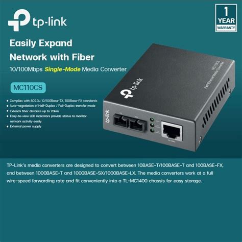 TP Link Mbps Single Mode Media Converter รน MC CS Lazada co th