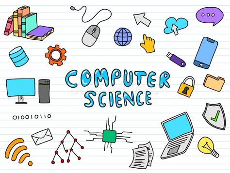 Computer Science Engineering Education Doodle Art With Color Colour