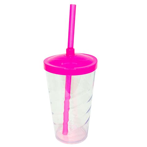 COPO TWISTER 500 ML TRANSPARENTE TAMPA E CANUDO CORES Sublima