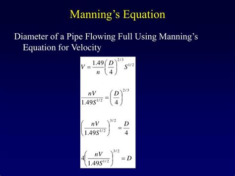 Ppt Module 3d Flow In Pipes Mannings Equation Powerpoint