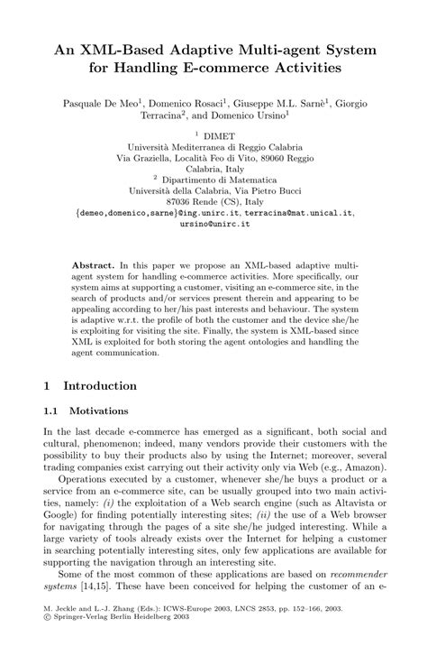 Pdf An Xml Based Adaptive Multi Agent System For Handling E Commerce Activities