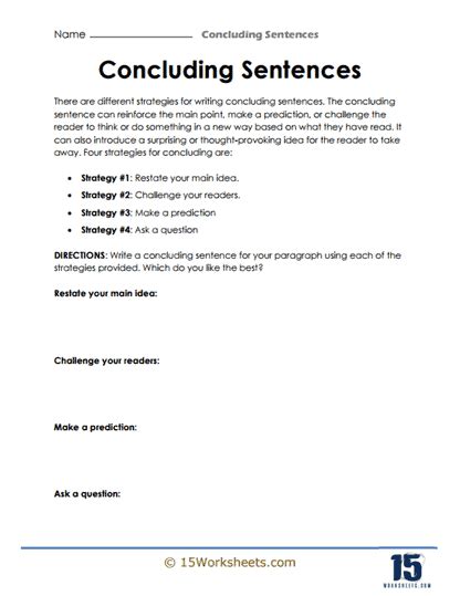 Concluding Sentences Worksheets 15