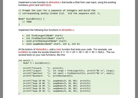 Solved Implement A New Function In Dlinkedlist C That Builds Chegg