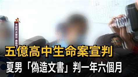 5億高中生命案宣判！夏男「偽造文書」判1年6個月－民視新聞 Youtube