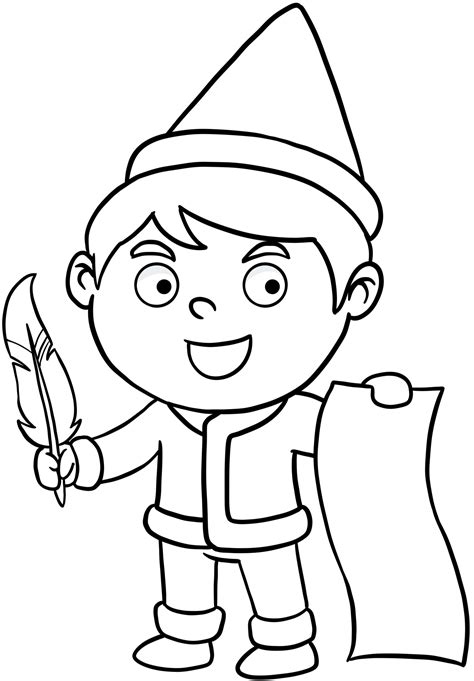 Lindo Desenho Animado Menino Papai Noel Feliz Natal Lineart Para