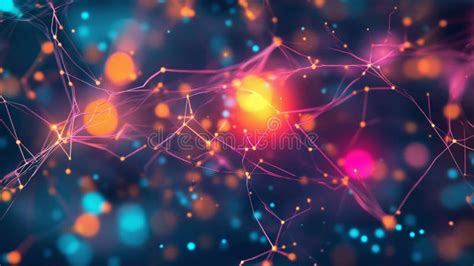 Vibrant Neural Network Visualization With Orange And Blue Glowing Nodes Stock Image Image Of