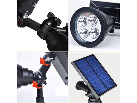 2 Unidades de Holofote Solar Luz de Paisagem 4 Leds de Cor Única