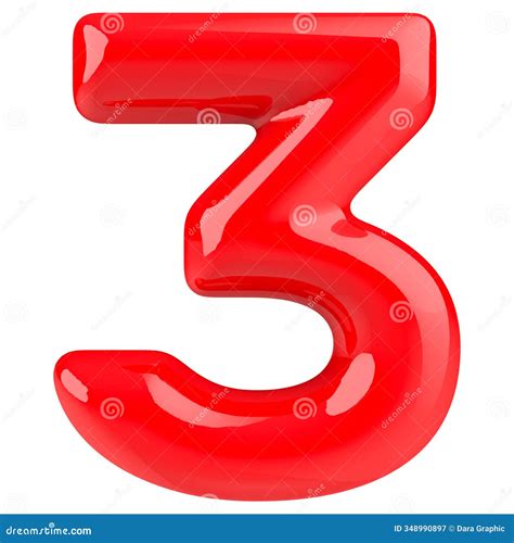 Number 3 Red 3d Render With White Background Stock Illustration Illustration Of Yellow Number