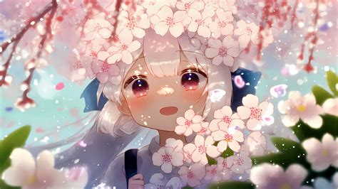 Wallpaper Girl Blush Sakura Flowers Anime Hd Widescreen High