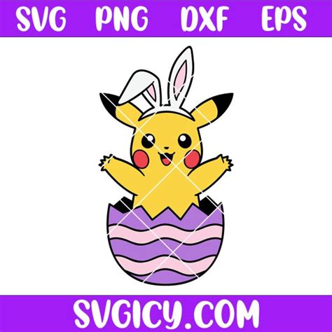 Pikachu Easter Svg Pikachu Bunny Svg Pikachu Egg Svg Svg Icy