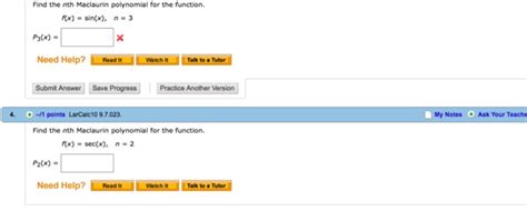 Solved Find The Nth Maclaurin Polynomial For The Function Chegg