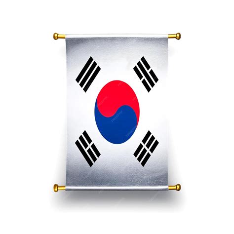 South Korean National Flag Wall Display With Taeguk Symbol Premium Ai