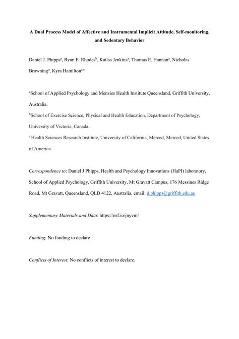 Pdf A Dual Process Model Of Affective And Instrumental Implicit Attitude Self Monitoring And