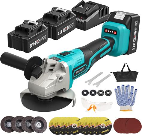 Cordless Angle Grinder 21V Power Angle Grinder Tools With 2PCS 4 0Ah