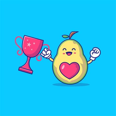 Premium Vector Cute Avocado Holding Boxing Trophy Mascot Character