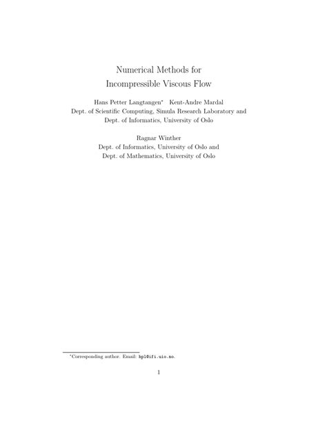 Pdf Numerical Methods For Incompressible Viscous Flow