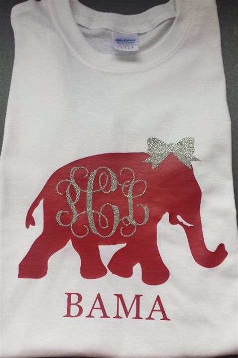 Alabama Elephant Shirt Roll Tide Elephant With Momogram Etsy