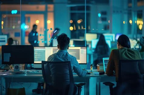 Premium Photo Modern Office With People Working On Computers
