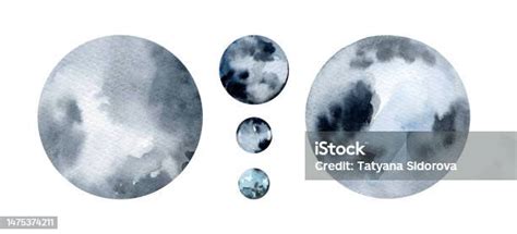 손으로 그린 수채화 행성 만월 섬유 포장 엽서 포스터 표지에 인쇄하기위한 마법의 디자인 흰색 배경에 격리 0명에 대한 스톡 벡터 아트 및 기타 이미지 Istock