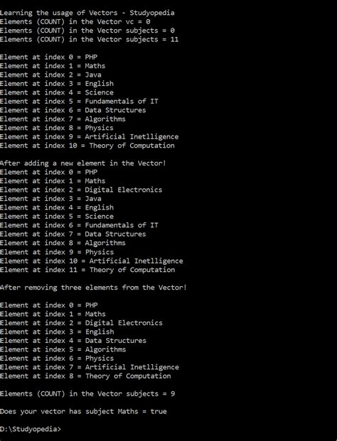 Vectors In Java Studyopedia