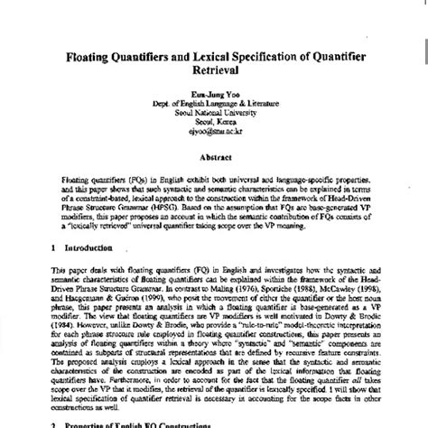 Floating Quantifiers And Lexical Specification Of Quantifier Retrieval Acl Anthology