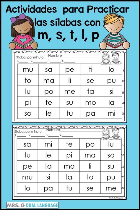 Repaso De Silabas Spanish Syllables Rti Activities Set 1 Silabas